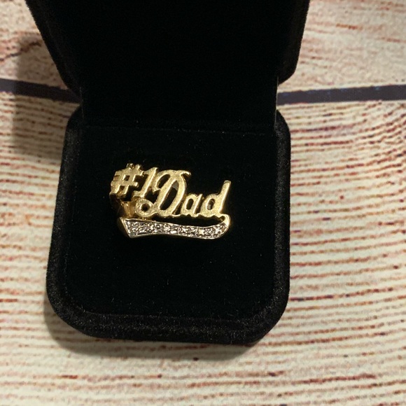 Accessories | 1k Yellow Gold 1 Dad Ring With Diamond Accent | Poshmark